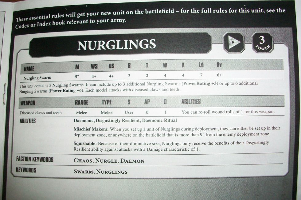 What are the stats for Nurglings in Warhammer 40k 8th edition? | Nurglings